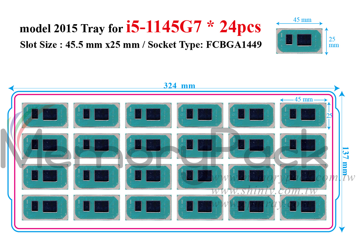 45.5x25 cpu tray Intel 45.5 mm x 25 mm FCBGA1449 i5-1145G745.5x25 cpu ...