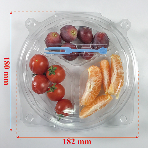 FP-004 200g three grid food plastic box clamshell packaging container