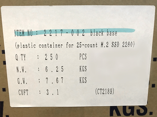 MPK2217 M2 2280 SSD esd plastic box packaging container tray memorypack