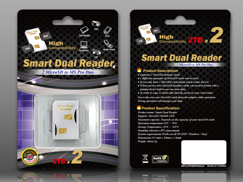 sda-1800 dual slot micro sd to ms pro duo adaptor reader memory card ...