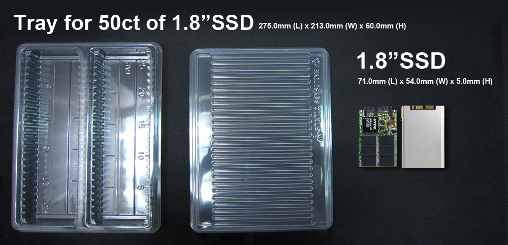 1.8" ssd packaging ssd container ssd tray esd plastic box