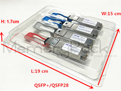 Transceiver packaging plastic box clamshell container SFP QSFP CFP2 ...