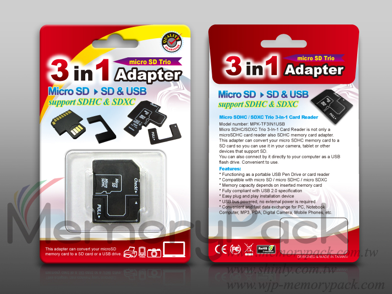microSD trio 3 in 1 adapter reader MPK-TF3IN1USB1
