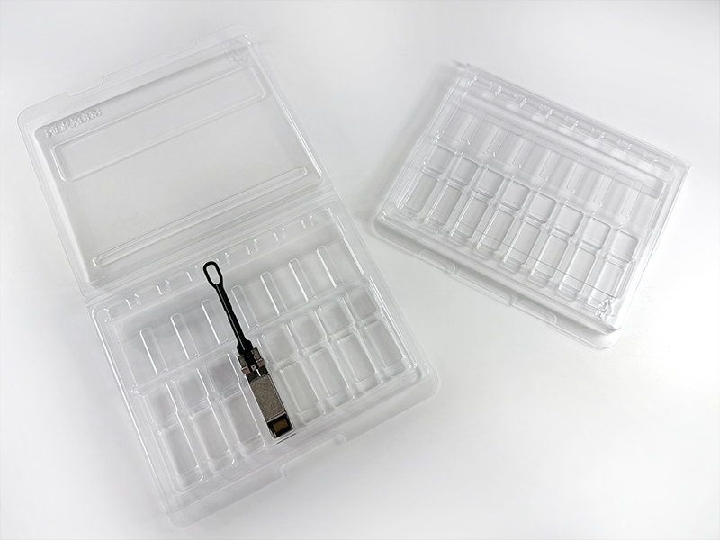Transceiver packaging plastic box clamshell container SFP QSFP CFP2 ...