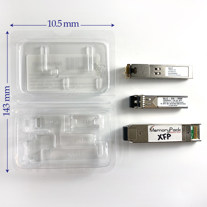 Transceiver packaging plastic box clamshell container SFP QSFP CFP2 ...